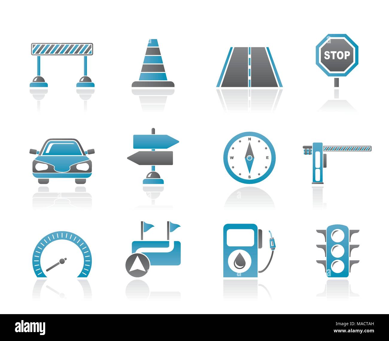 Road, navigation and traffic icons - vector icon set Stock Vector Image ...