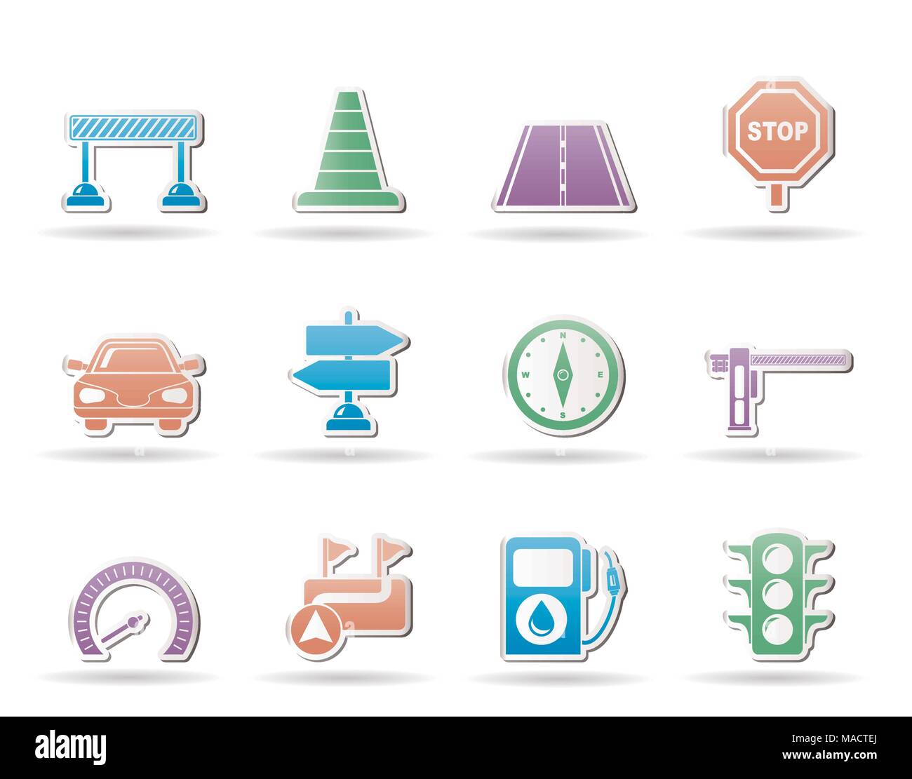 Road, navigation and traffic icons - vector icon set Stock Vector Image ...