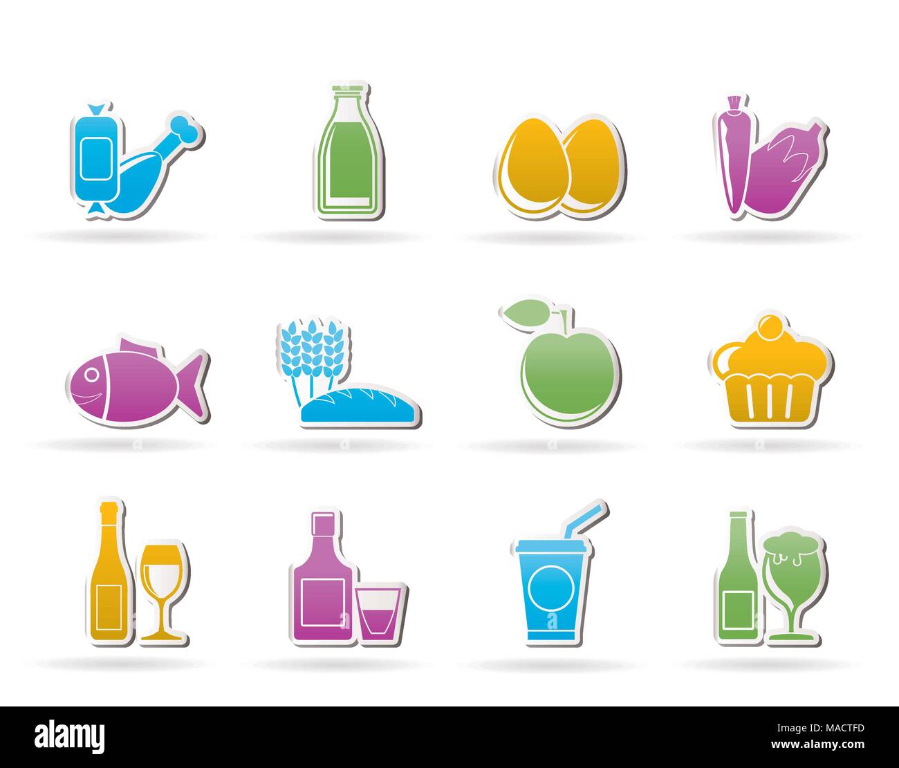 Food, drink and Aliments icons - vector icon set Stock Vector Image ...