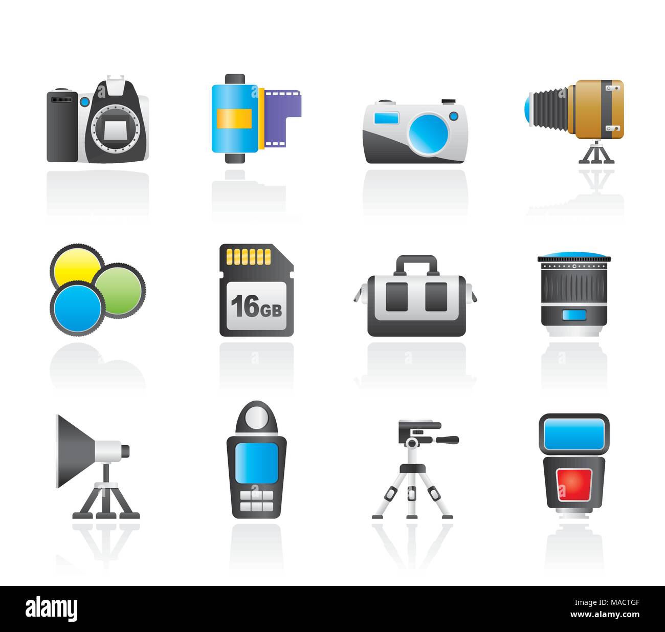 Photography equipment and tools icons - vector icon set Stock Vector ...