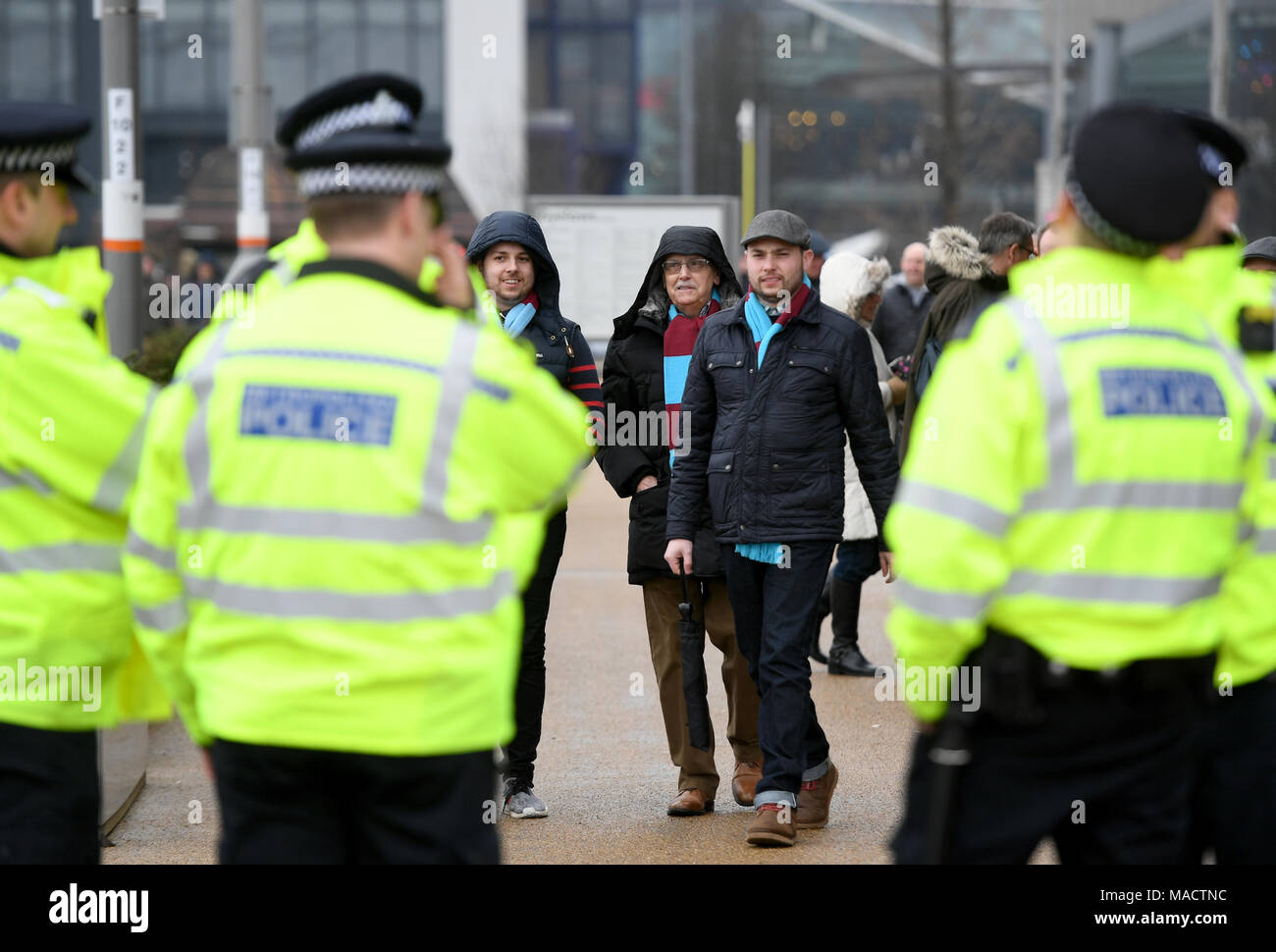 Police presence around the ground as fans arrive prior to the Premier ...