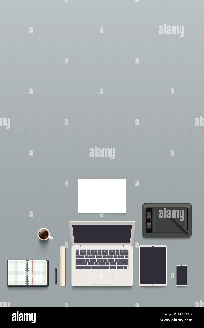 designer workplace top view Stock Vector Image & Art - Alamy