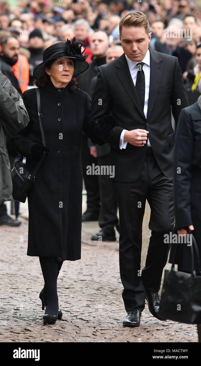 Jane Hawking, the first wife of Professor Stephen Hawking and their son ...
