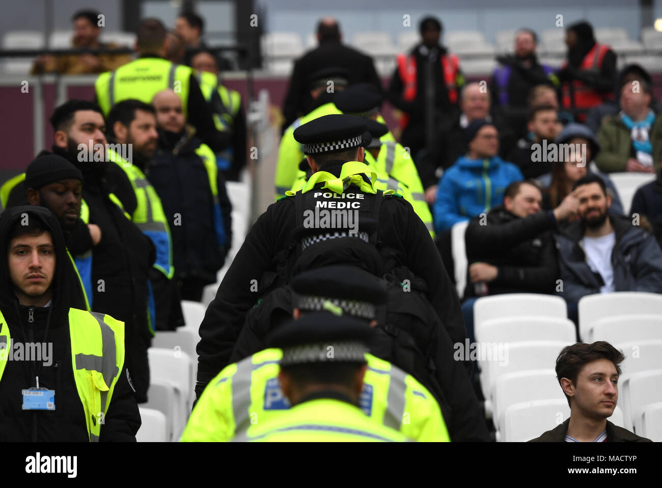Police presence during the Premier League match at the London Stadium ...