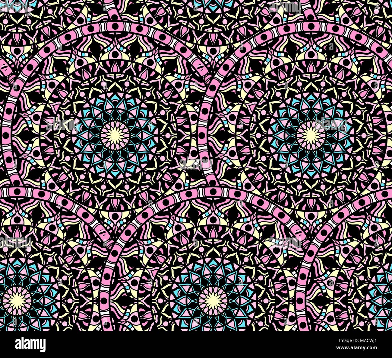 Seamless repeating pattern of mandalas Stock Vector Image & Art - Alamy