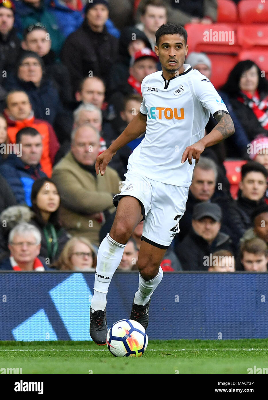 Swansea City's Kyle Naughton during the Premier League match at Old ...