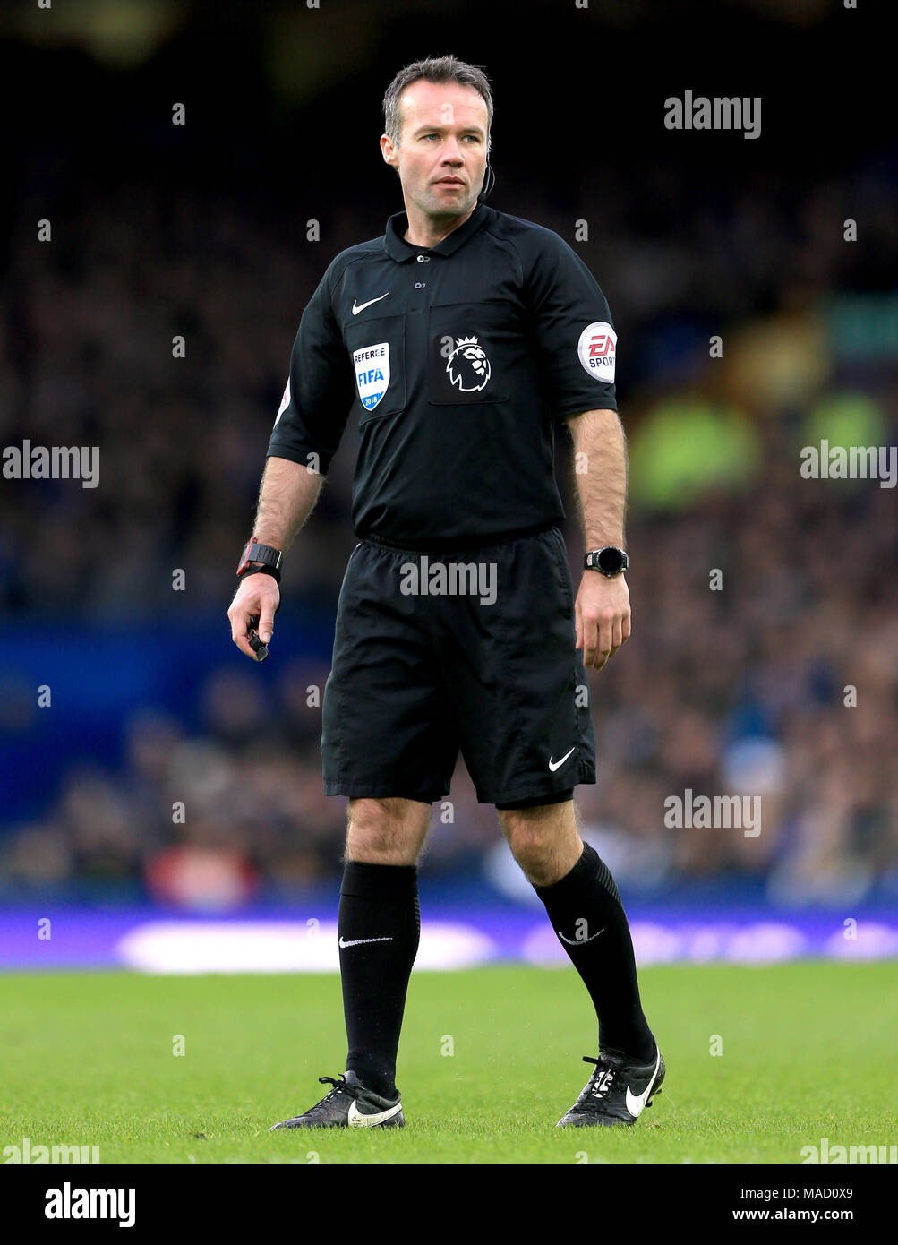 Referee Paul Tierney during the Premier League match at Goodison Park ...