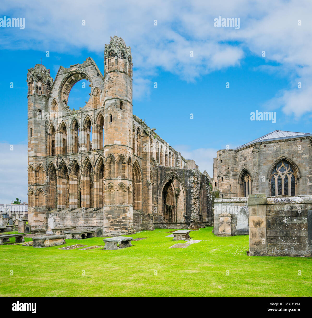 Elgin Cathedral, historic ruin in Elgin, Moray, north-east Scotland ...