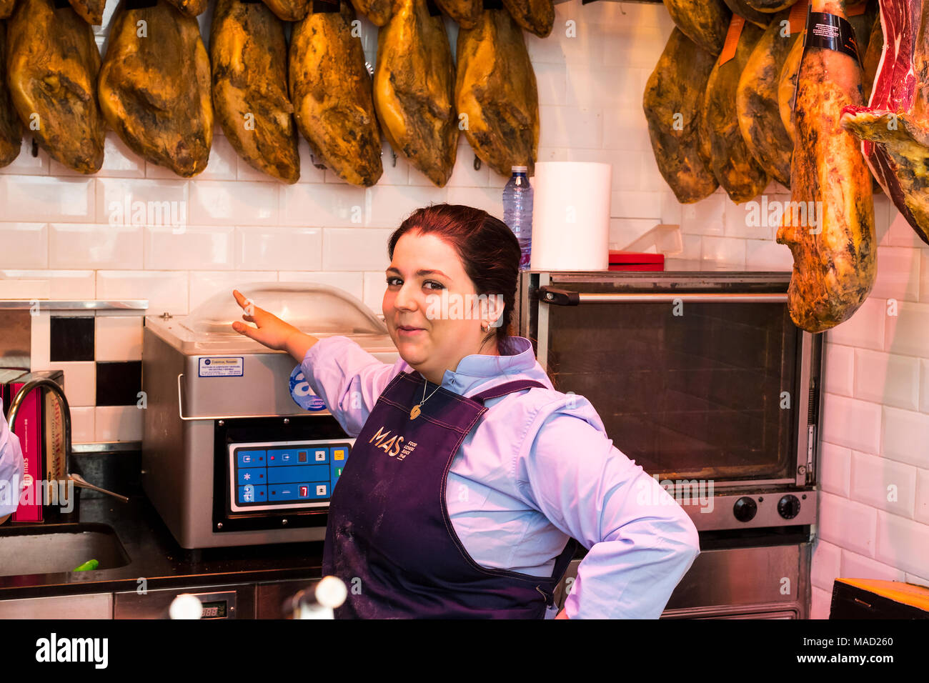 MADRID, SPAIN - 26 MARCH, 2018: Large food supermarket Auchan with ...