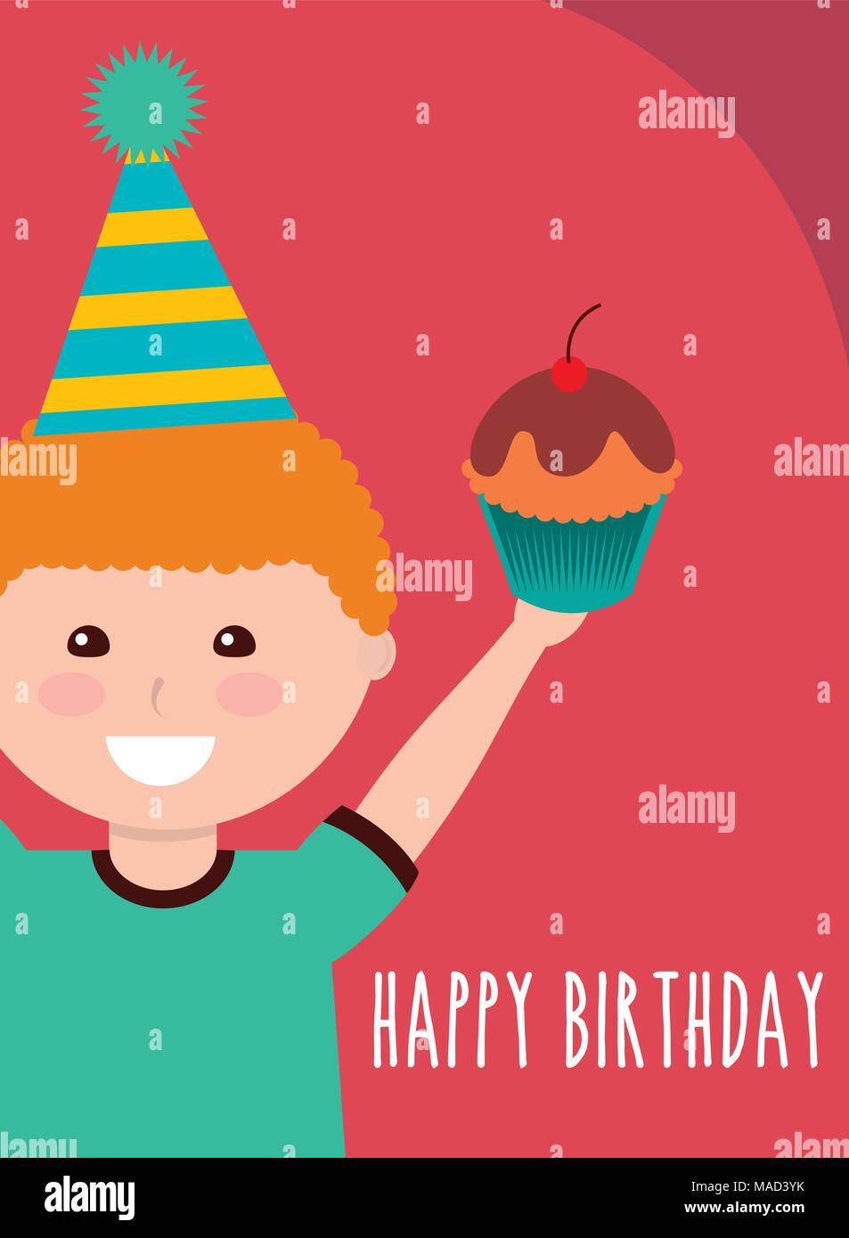 cute little boy holding cupcake - kids happy birthday Stock Vector ...