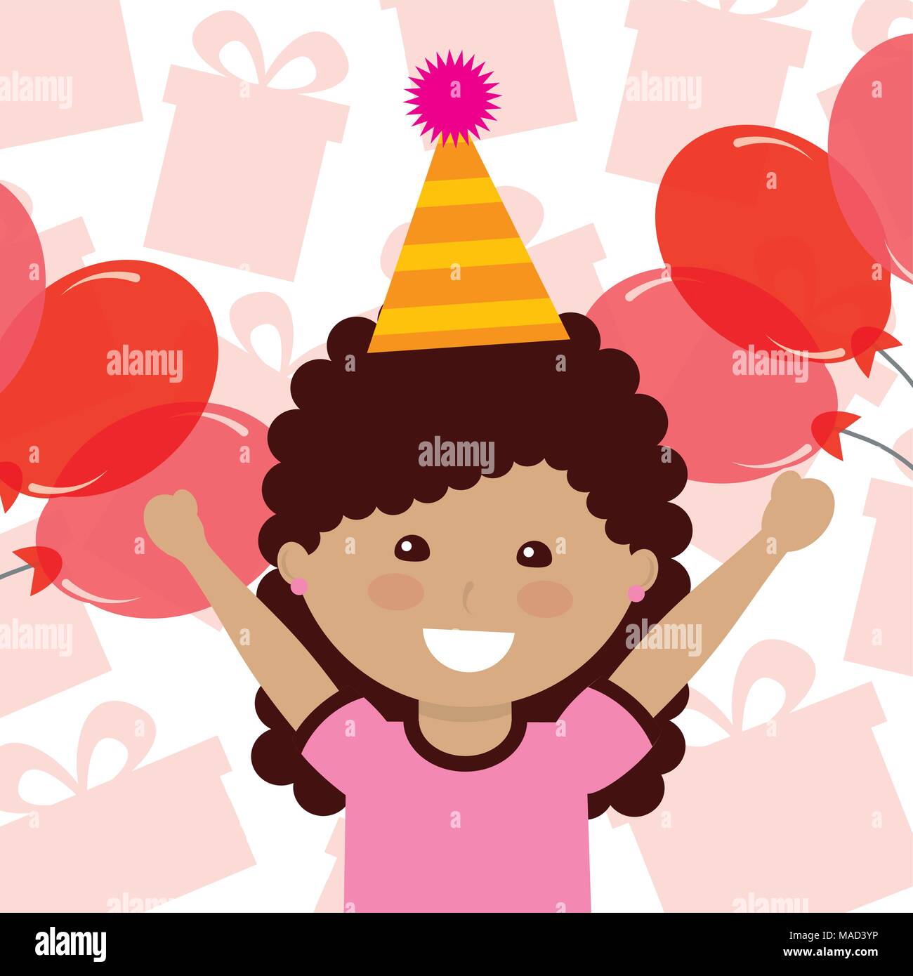 cute little girl holding balloons celebration - kids happy birthday ...