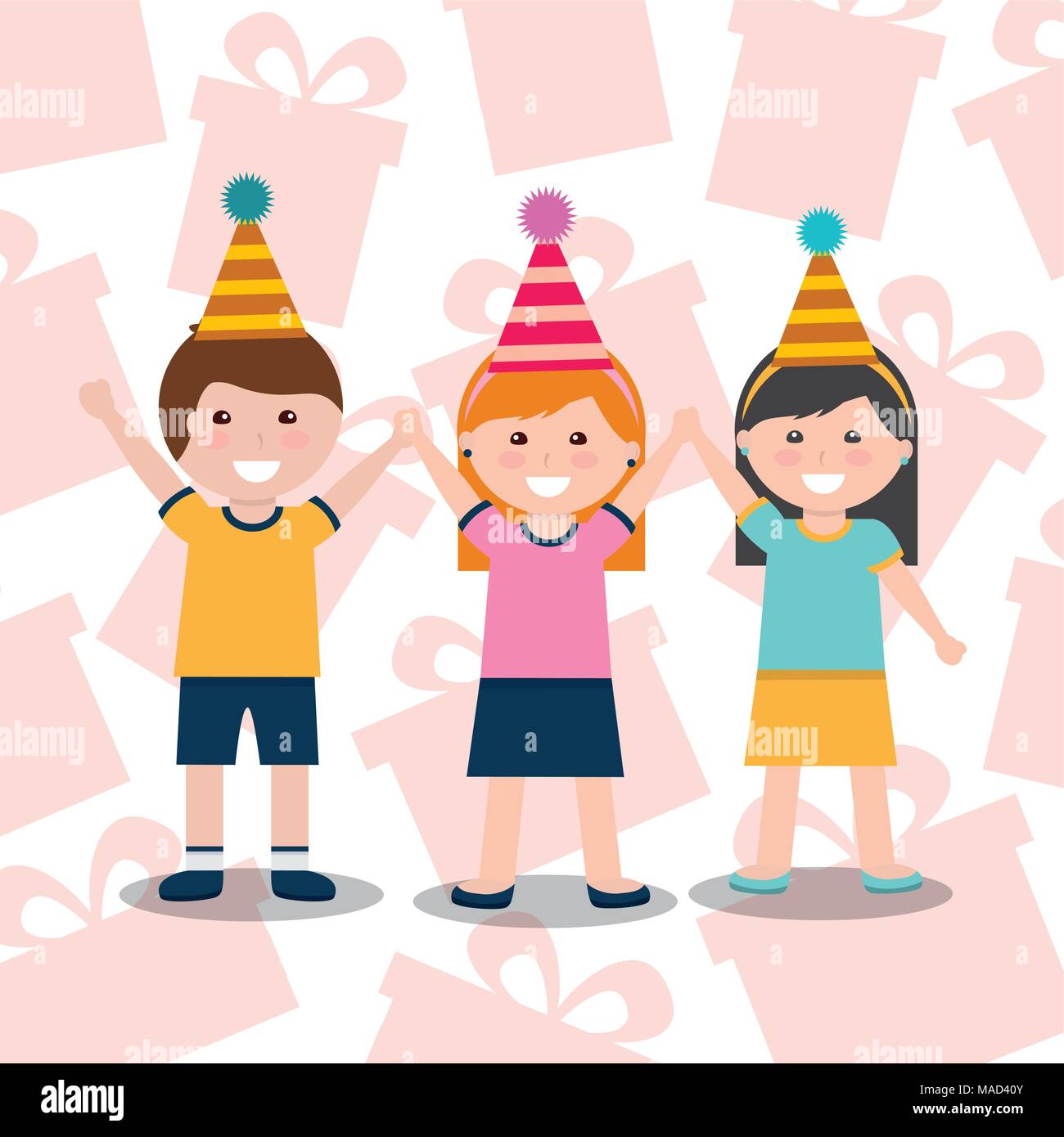 Group happy children celebrating birthday Stock Vector Images - Alamy