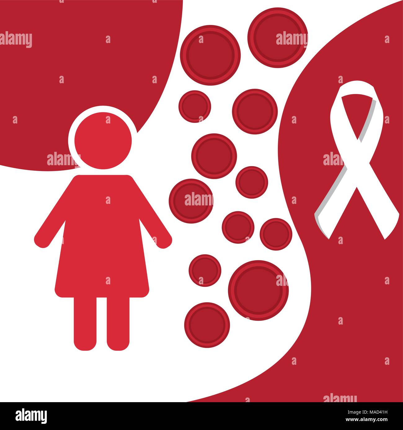 female ribbon blood cells pictogram - blood donation day vector ...
