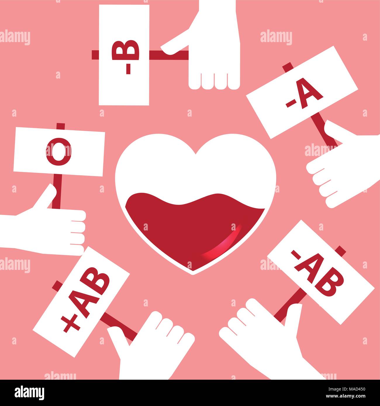 hands blood types heart donation save life vector illustration Stock ...