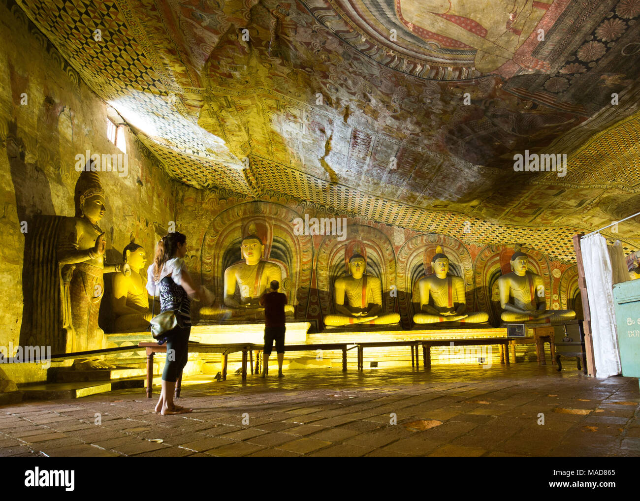 Tourists inside Dambulla Cave Temple, Dambulla, Sri Lanka, Asia Stock ...