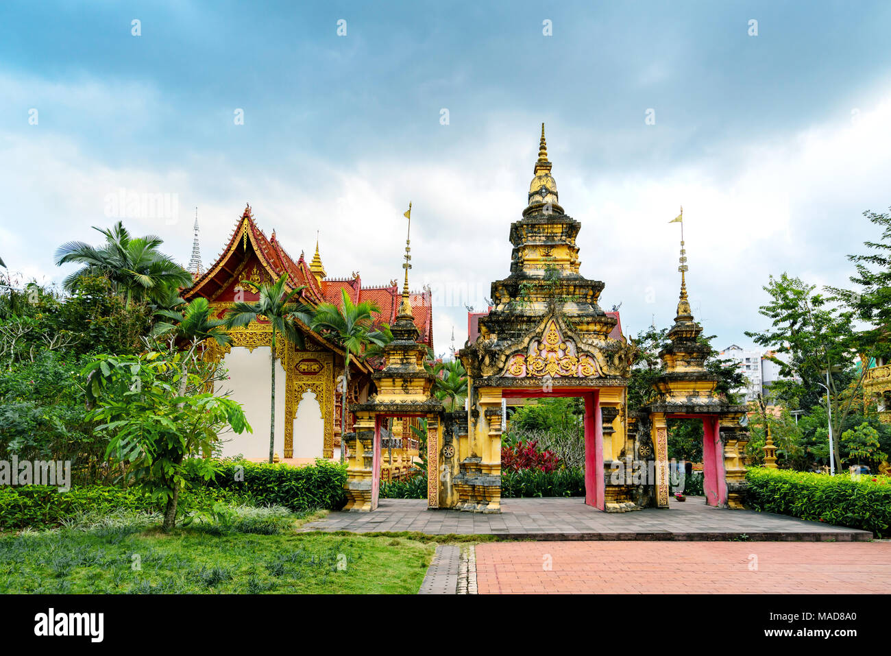 Beautiful buildings in ancient temples in Xishuangbanna, Yunnan, China ...