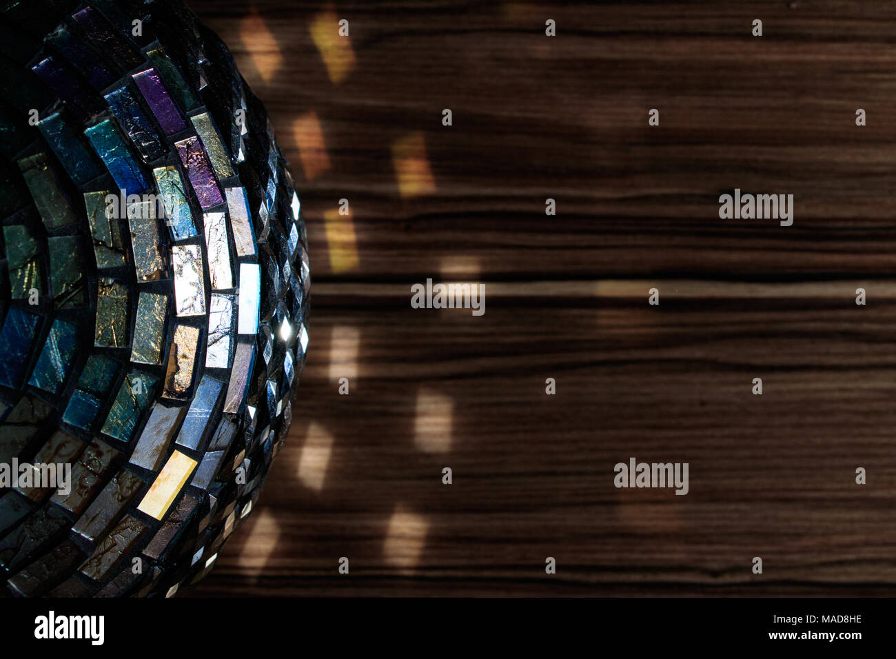 antique vase light reflection on the brown wood table Stock Photo - Alamy
