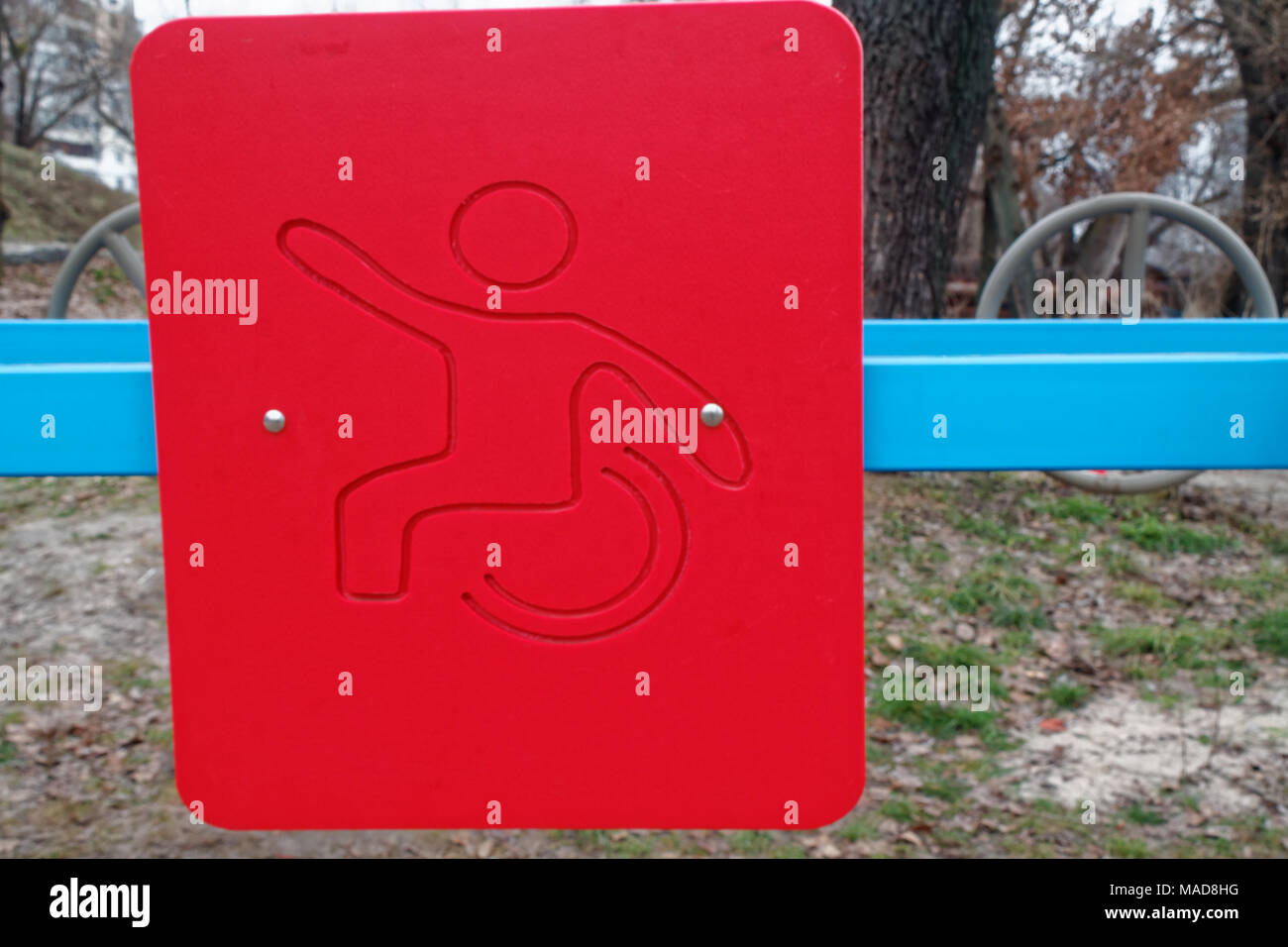Red man symbol on sports ground, crossfit background Stock Photo - Alamy