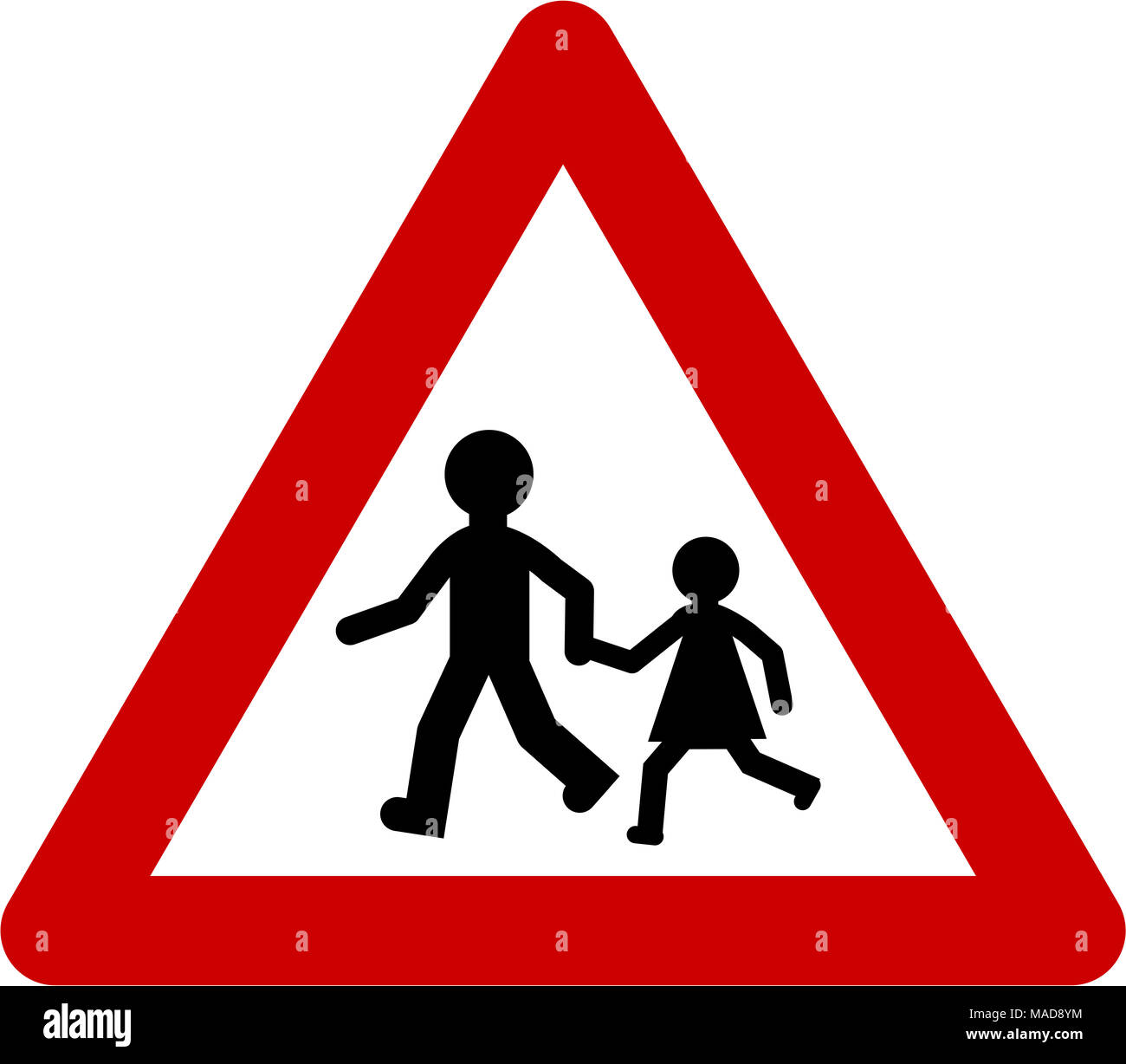 Warning sign with kids play symbol Stock Photo - Alamy