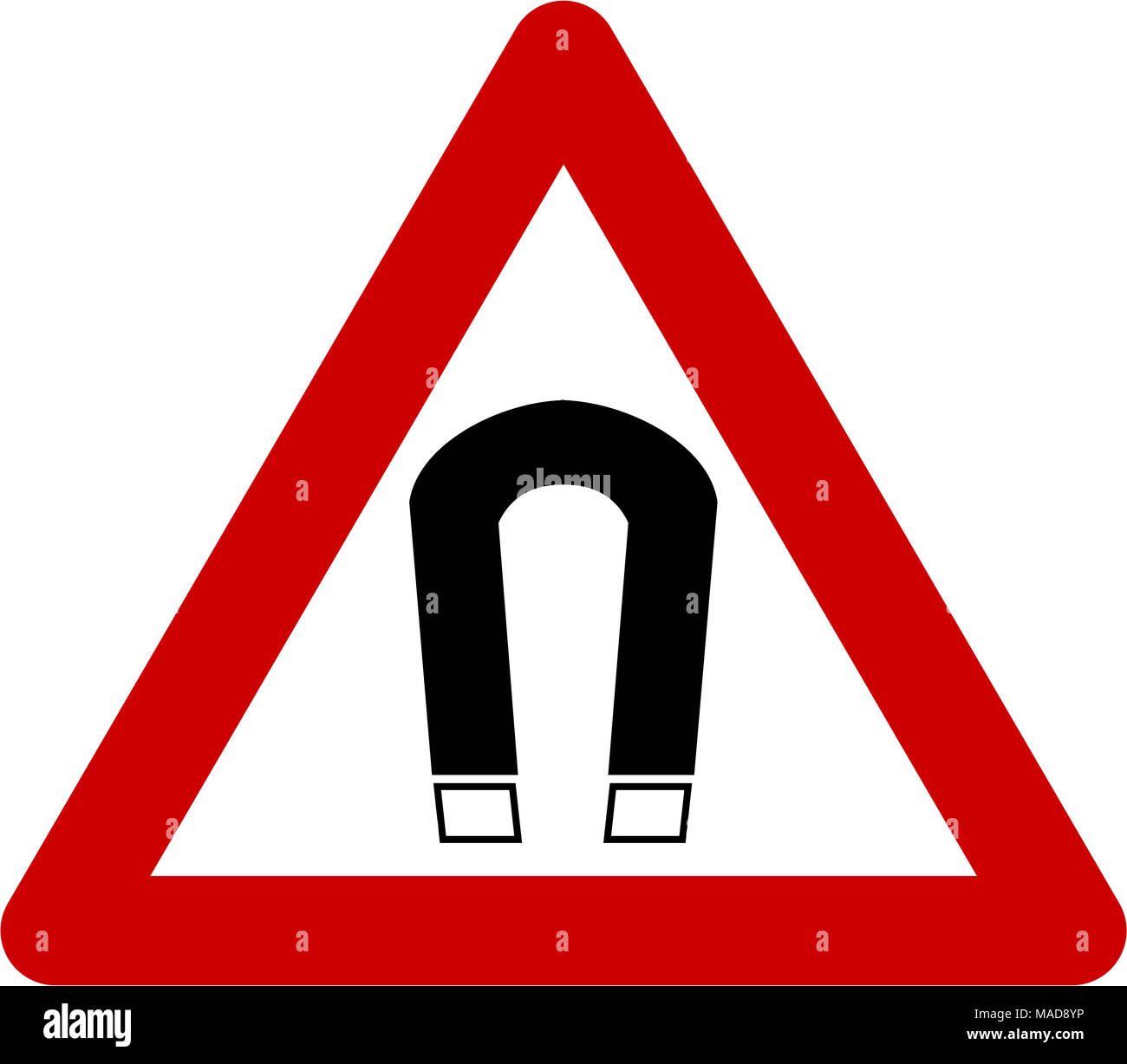 Warning sign with magnetic field symbol Stock Photo - Alamy