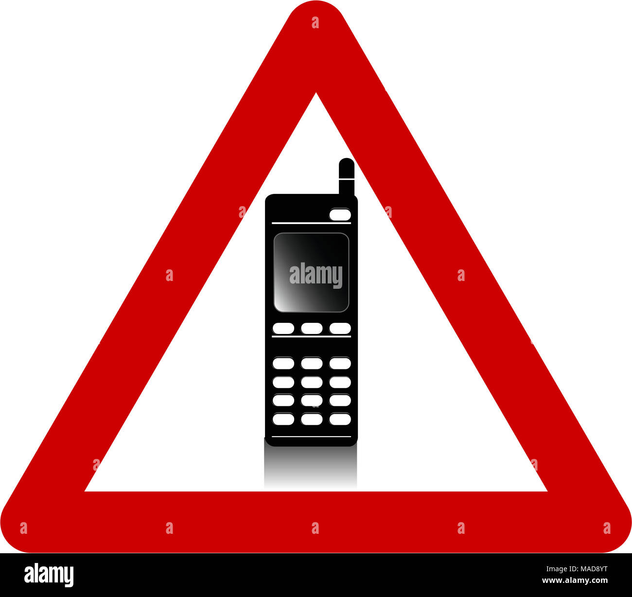 Warning sign with mobile phone symbol Stock Photo - Alamy