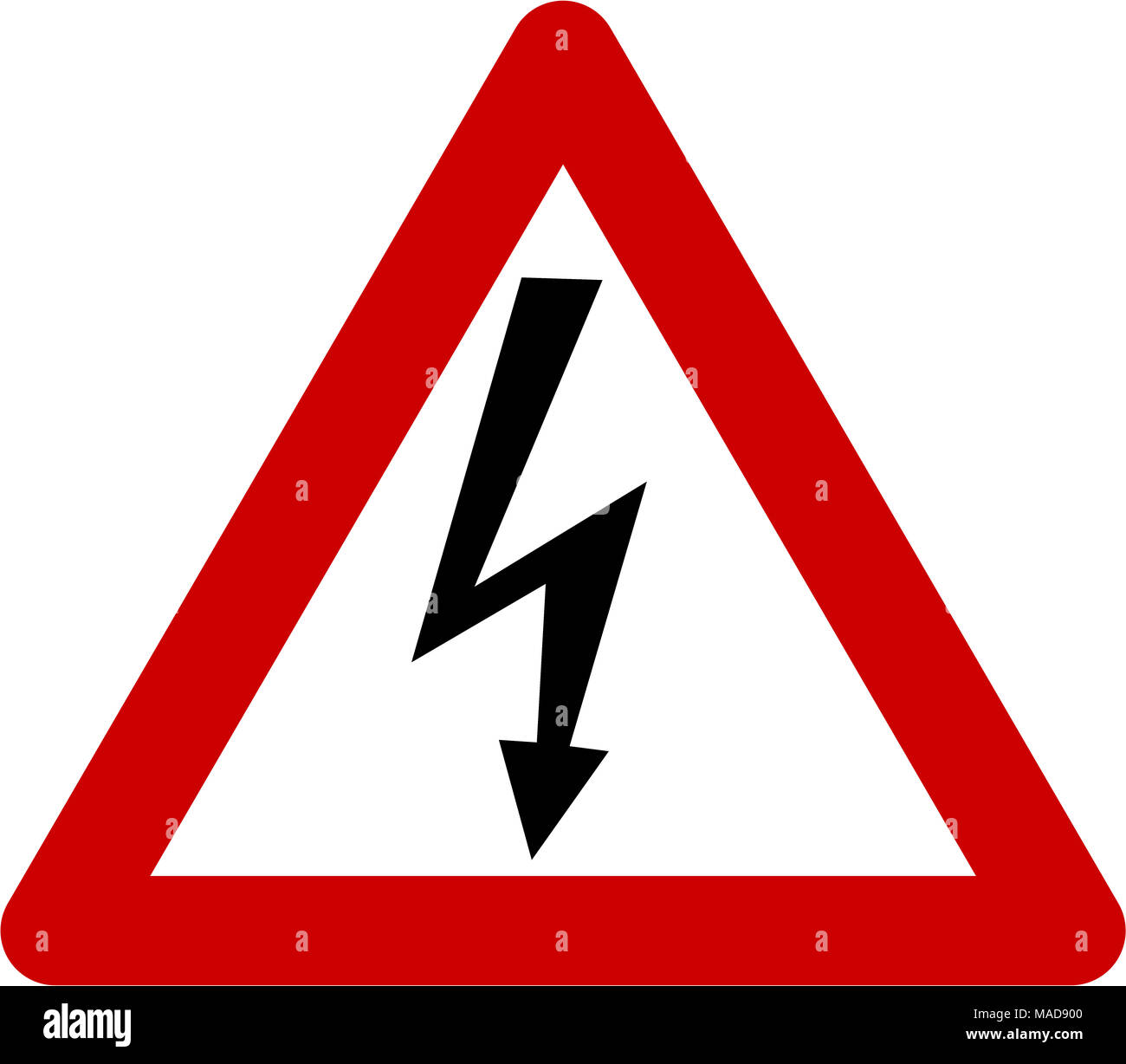 Warning sign with shock symbol Stock Photo - Alamy