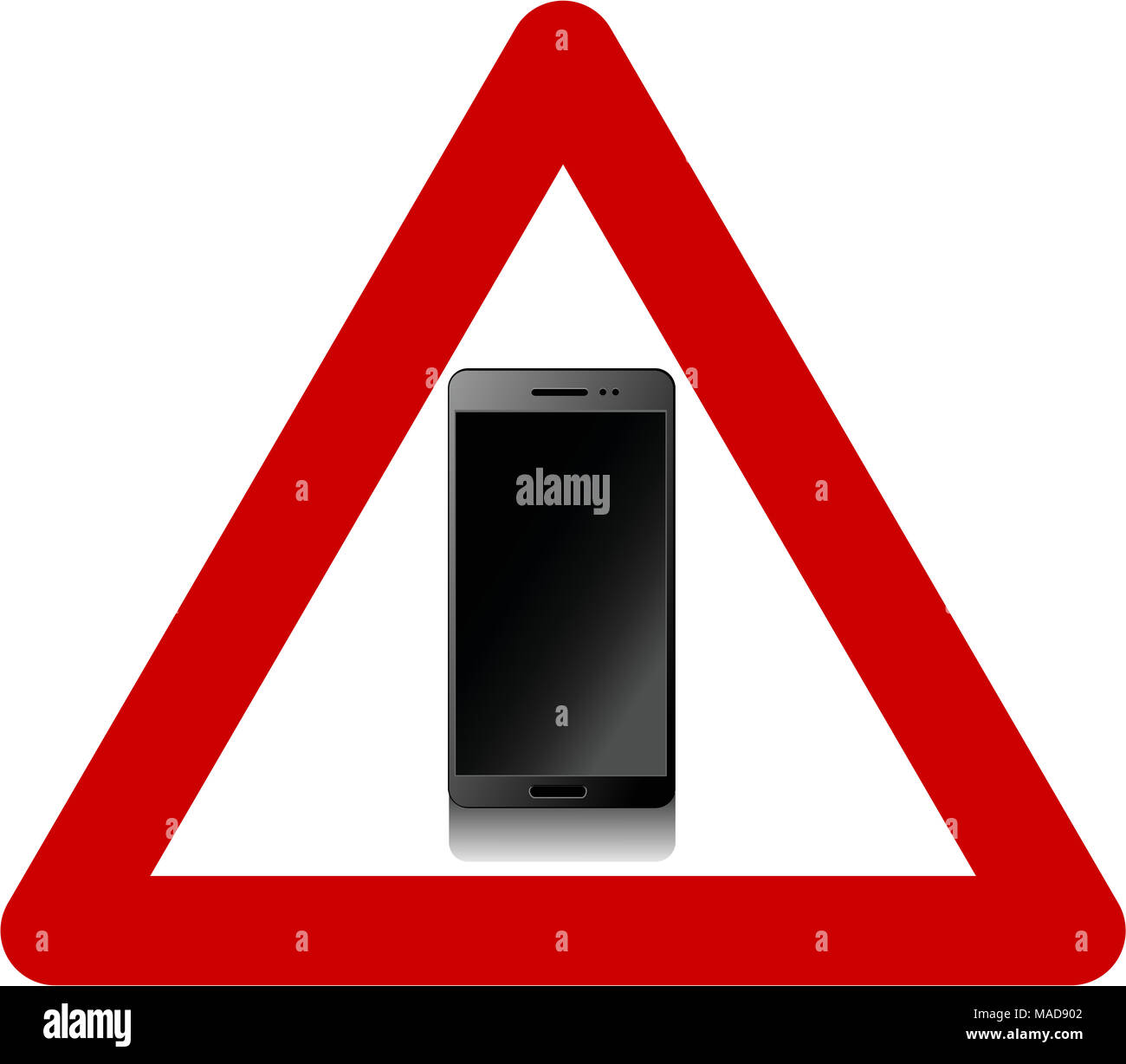 Warning sign with smartphones symbol Stock Photo - Alamy
