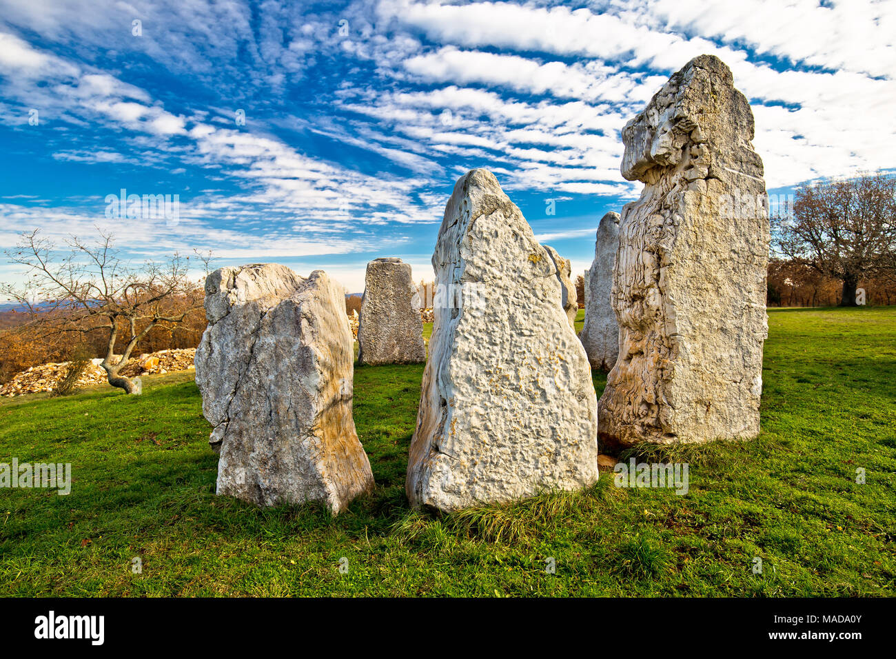 Stone monuments in Tican village, Istria region of Croatia Stock Photo ...