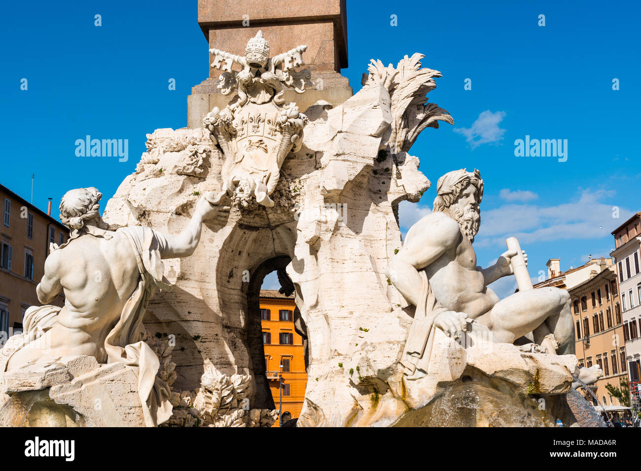 Statue of river God Ganges on Fontana dei Quattro Fiumi (Fountain of ...