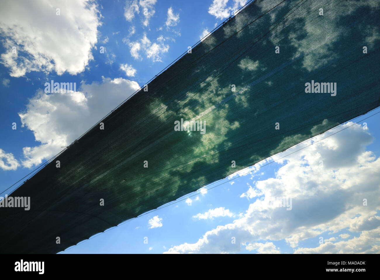 Sky and sun seen trough stretched green fabric Stock Photo - Alamy
