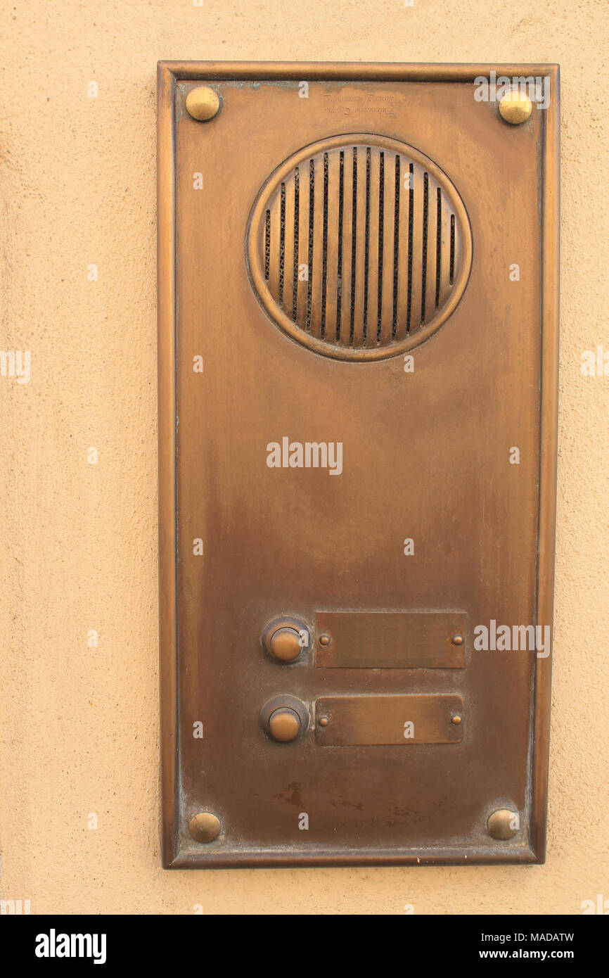 Old intercom on home exterior Stock Photo - Alamy