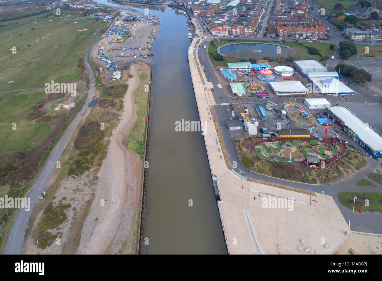 aerial views of littlehampton and the river arun taken by drone Stock ...