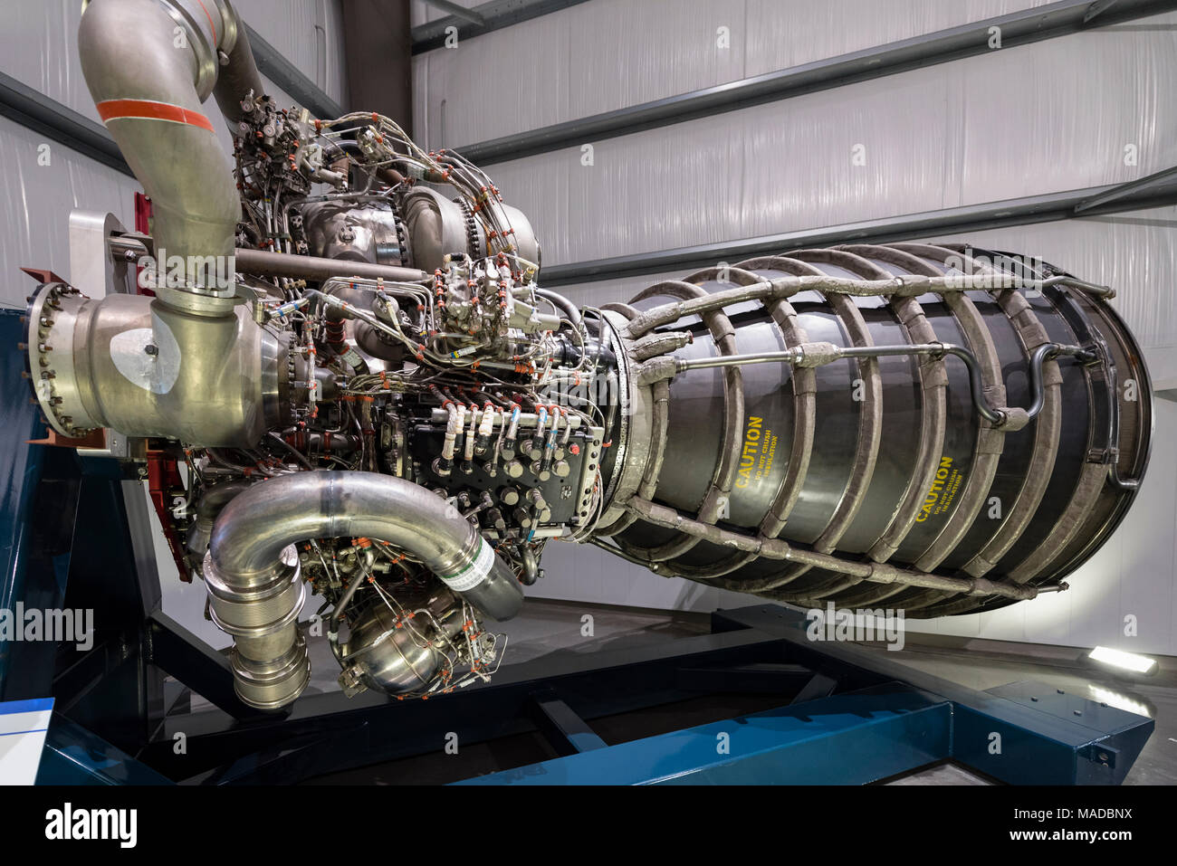 Main engine of space shuttle Endeavour displayed at the Samuel Oschin ...