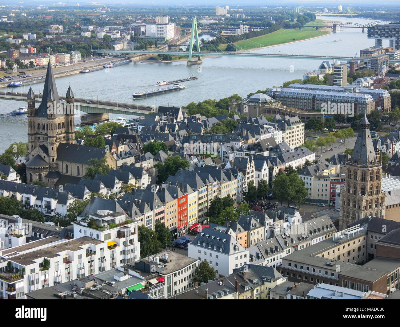 View of the Rhein and Cologne from the viewpoint of Cologne Cathedral ...