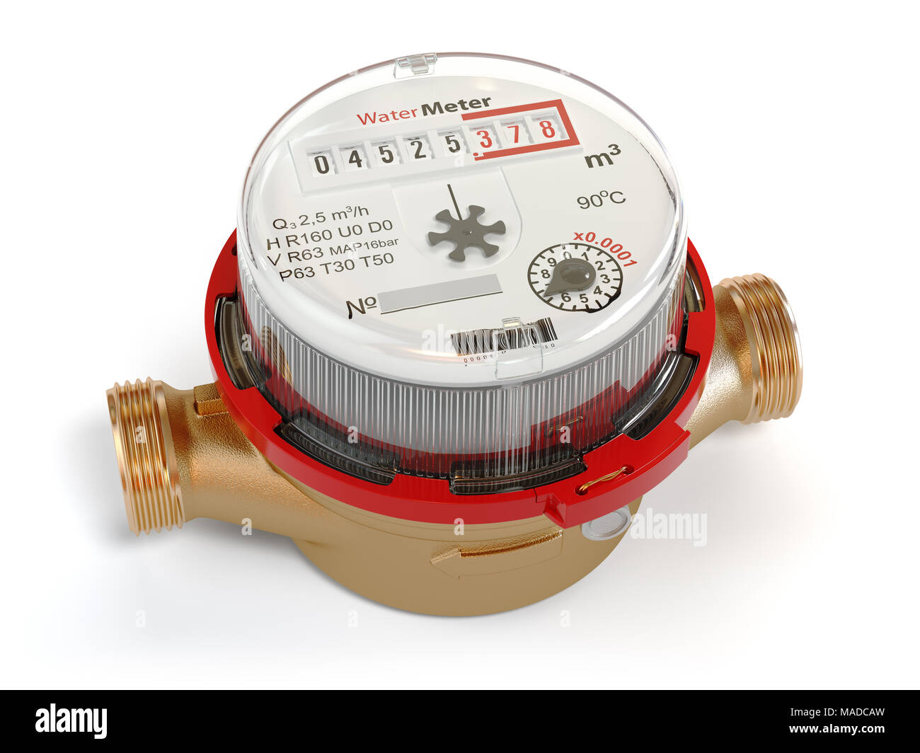 Water meters isolated on white background. 3d illustration Stock Photo ...