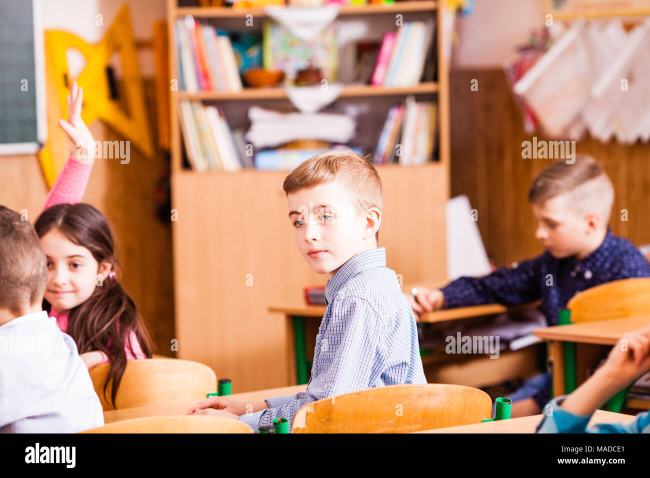 very interesting lesson at the school Stock Photo - Alamy