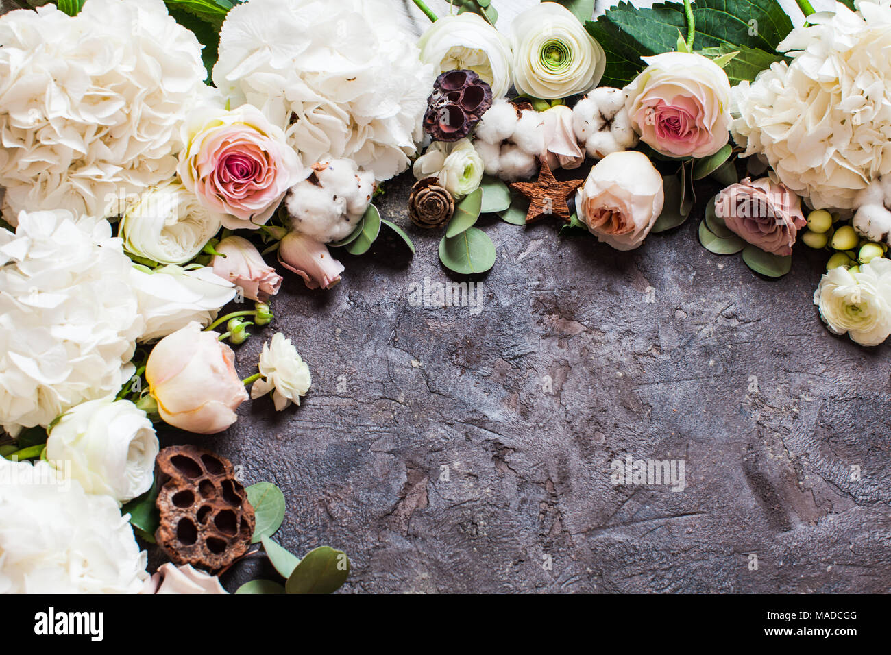White flowers border Stock Photo - Alamy