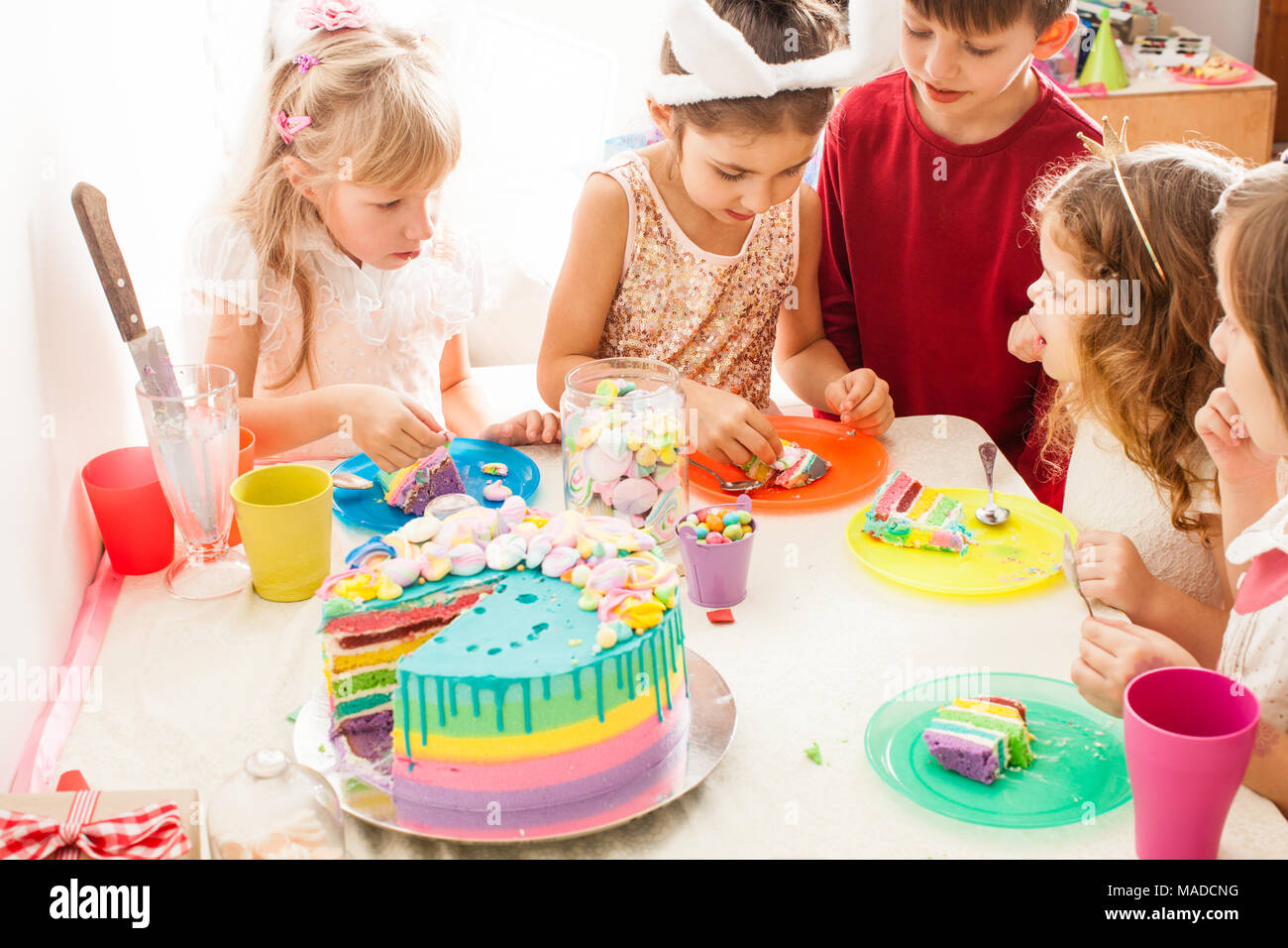 Colorful birthday cake Stock Photo - Alamy