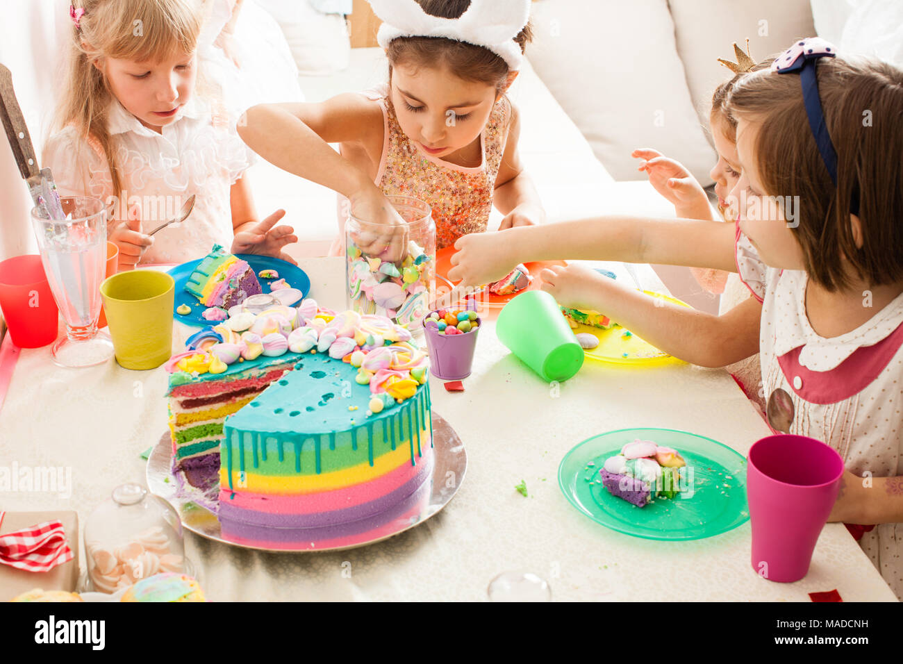 Colorful birthday cake Stock Photo - Alamy
