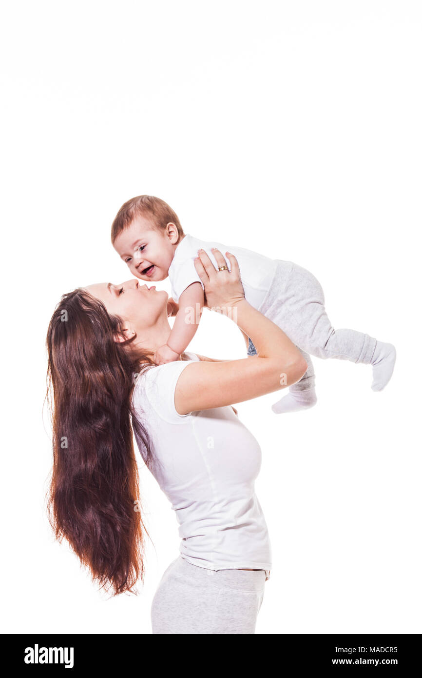 happy mother raise her baby Stock Photo - Alamy