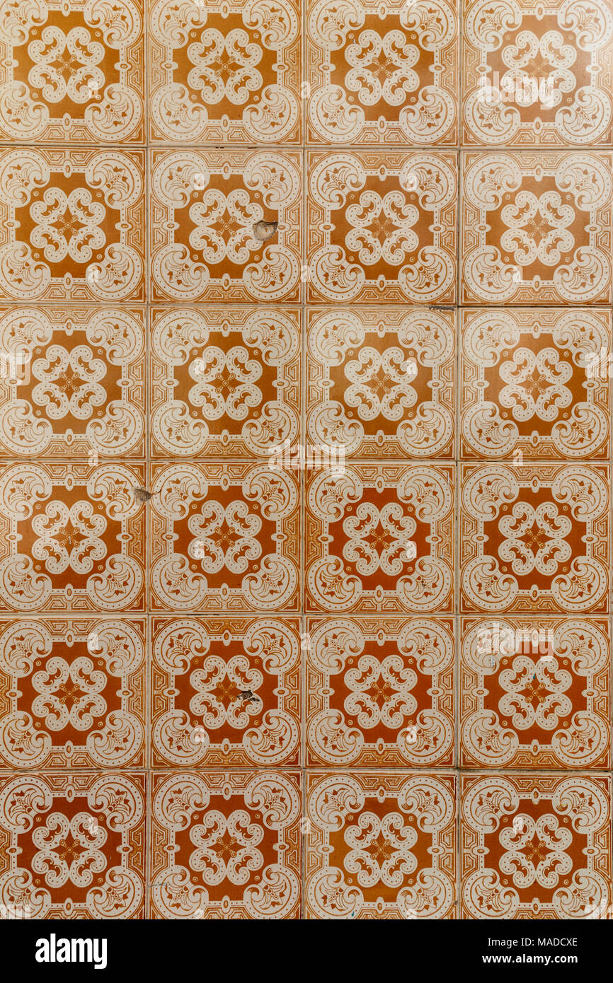 Traditional tile patterns on facades in the streets of Lisbon, Portugal ...