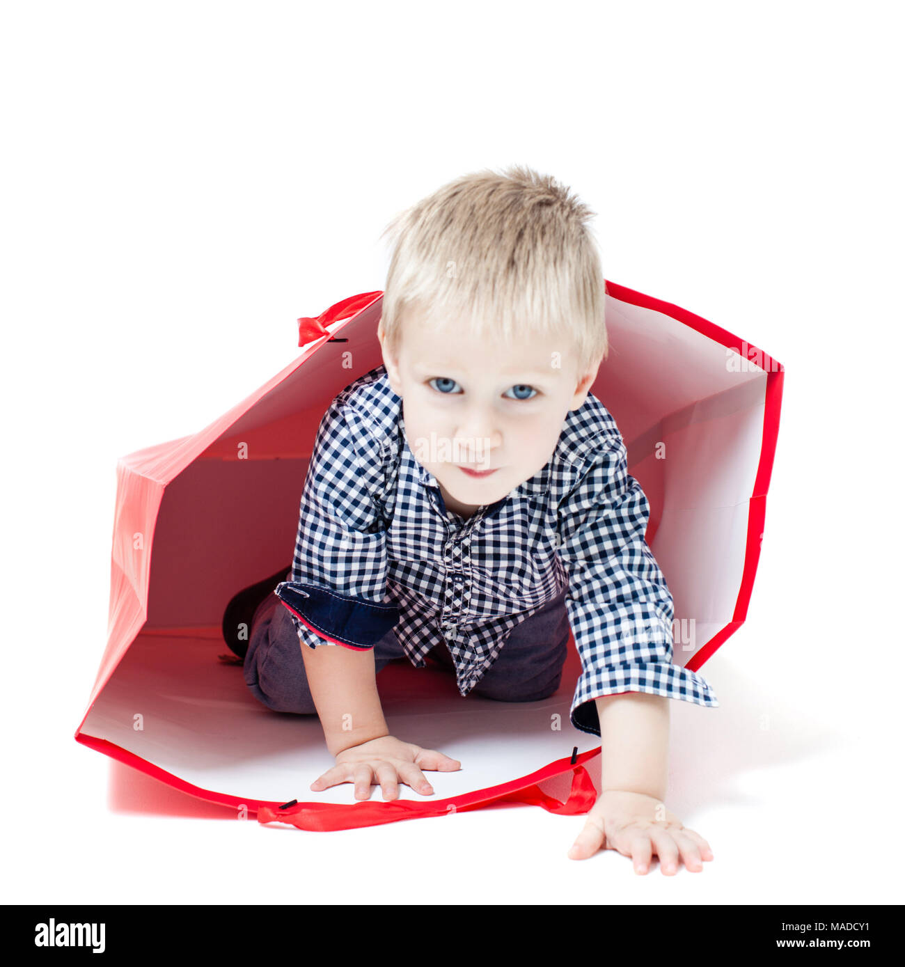 The boy inside packet Stock Photo - Alamy