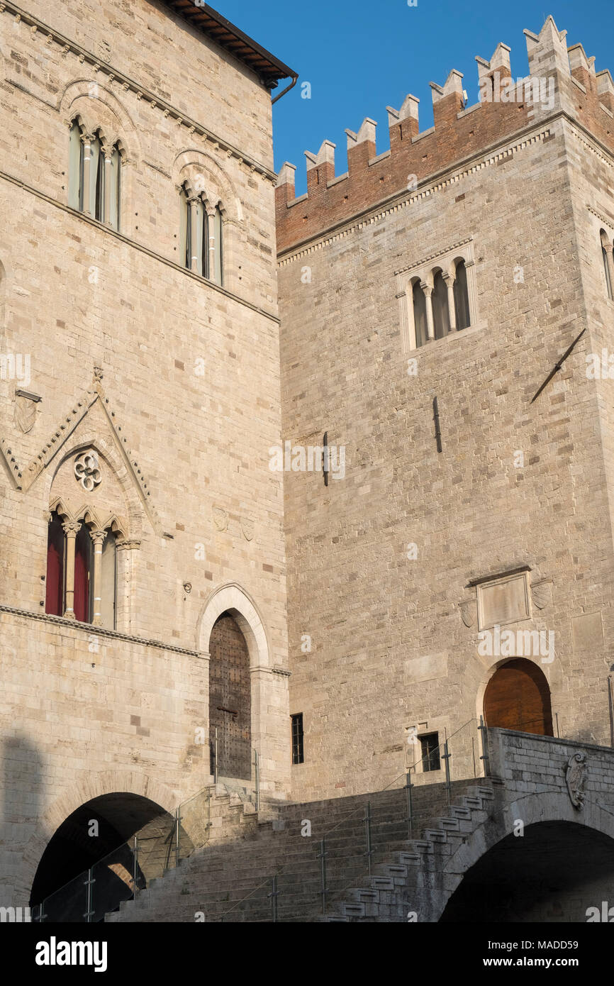 Historic buildings of Todi, Perugia, Umbria, Italy, in the main square ...