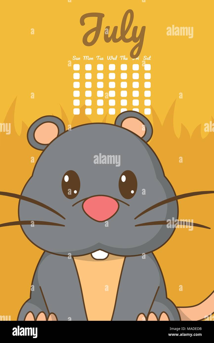 Hamster cute calendar cartoon with month and days vector illustration ...