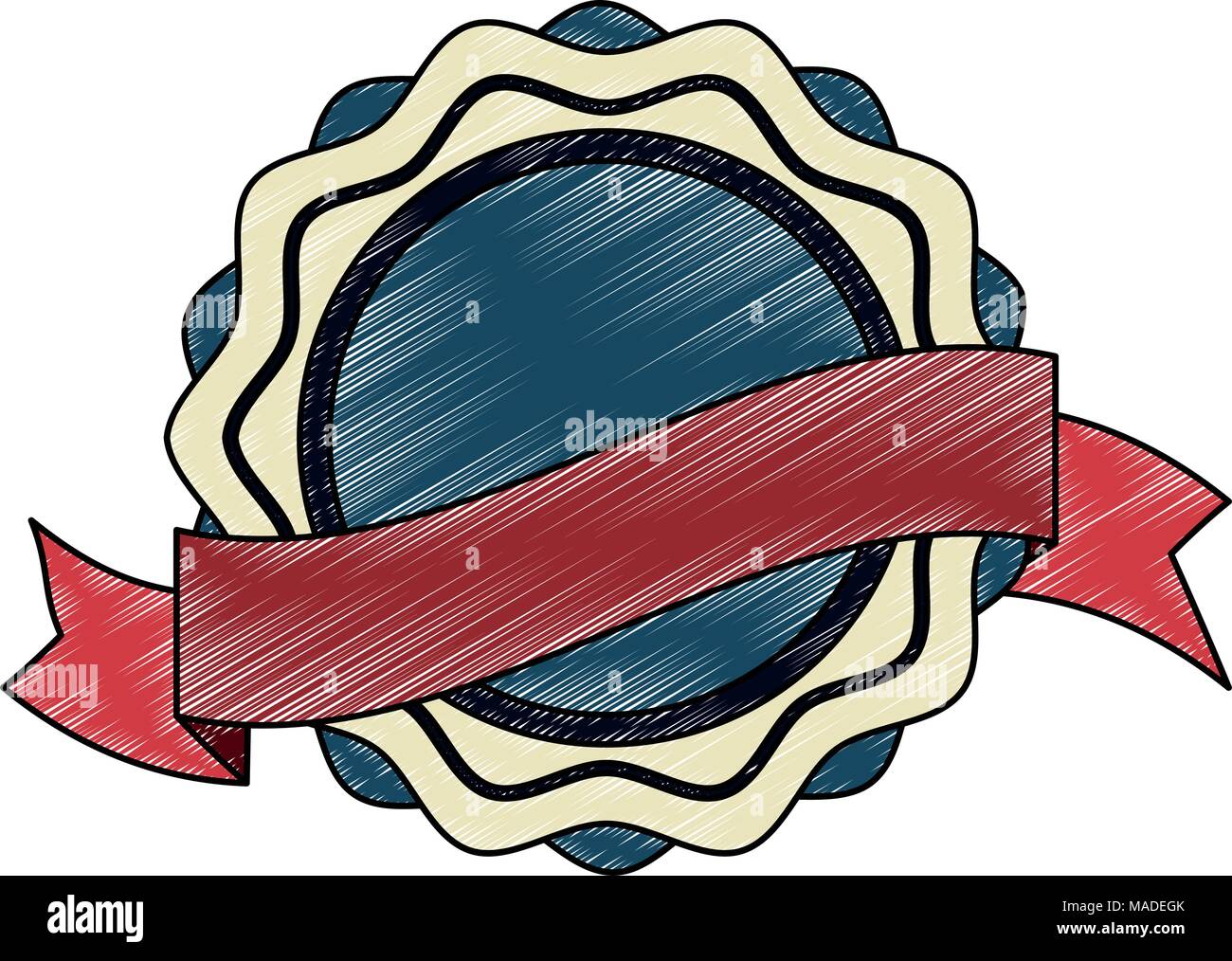 Badge with ribbon banner scribble Stock Vector Image & Art - Alamy