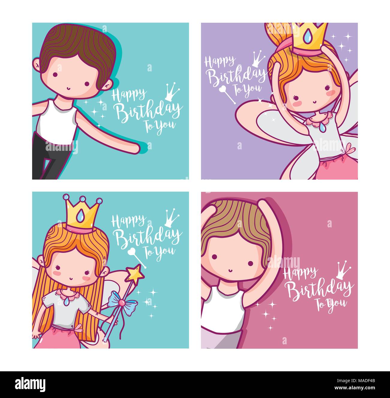 Set of birthday cards with ballet dancers vector illustration graphic ...