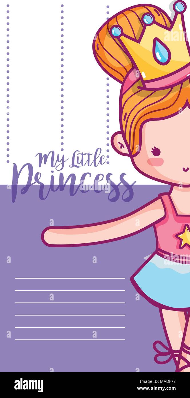 My little princess cute card with girl vector illustration graphic ...