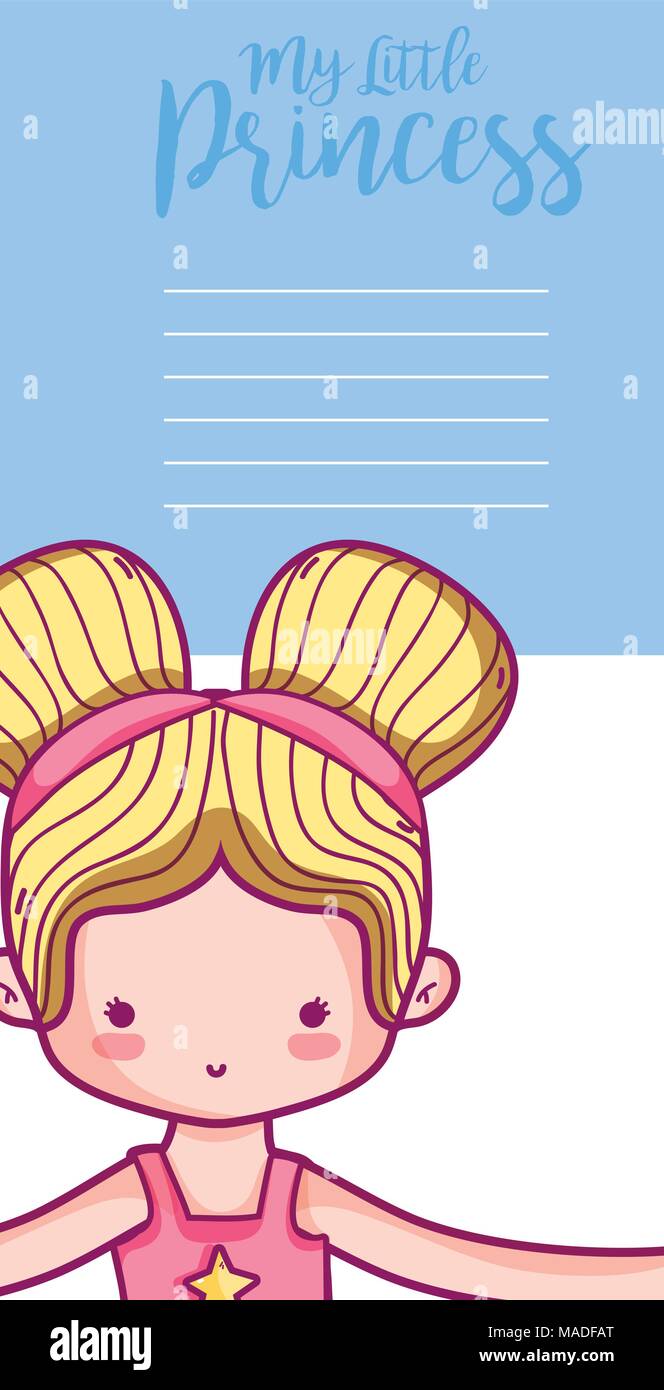 My little princess cute card with girl vector illustration graphic ...