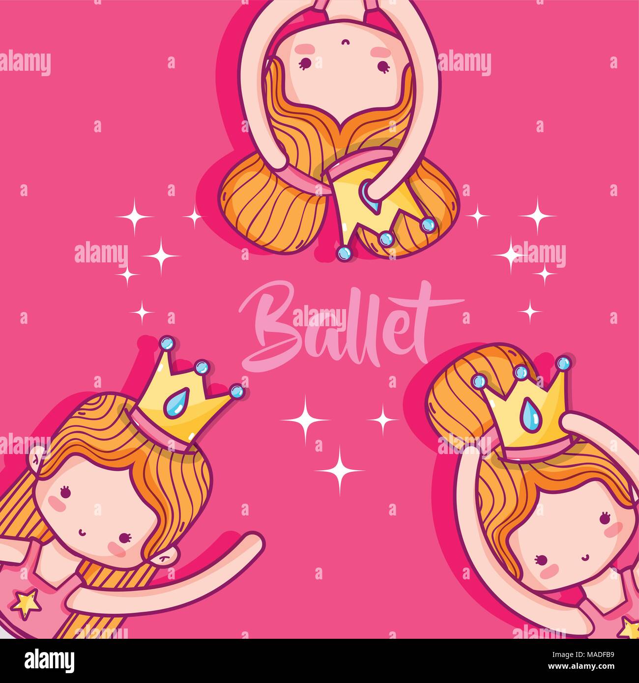 Cute girls ballet dancers frame cartoons vector illustration graphic ...