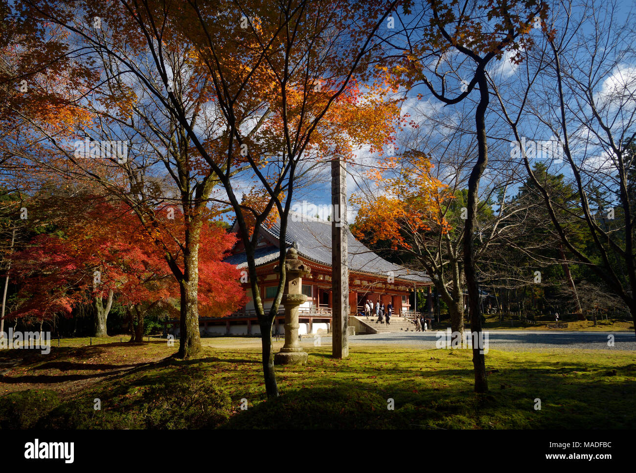 Kondo, central hall of Shimo-Daigo part of Daigoji complex in colorful ...